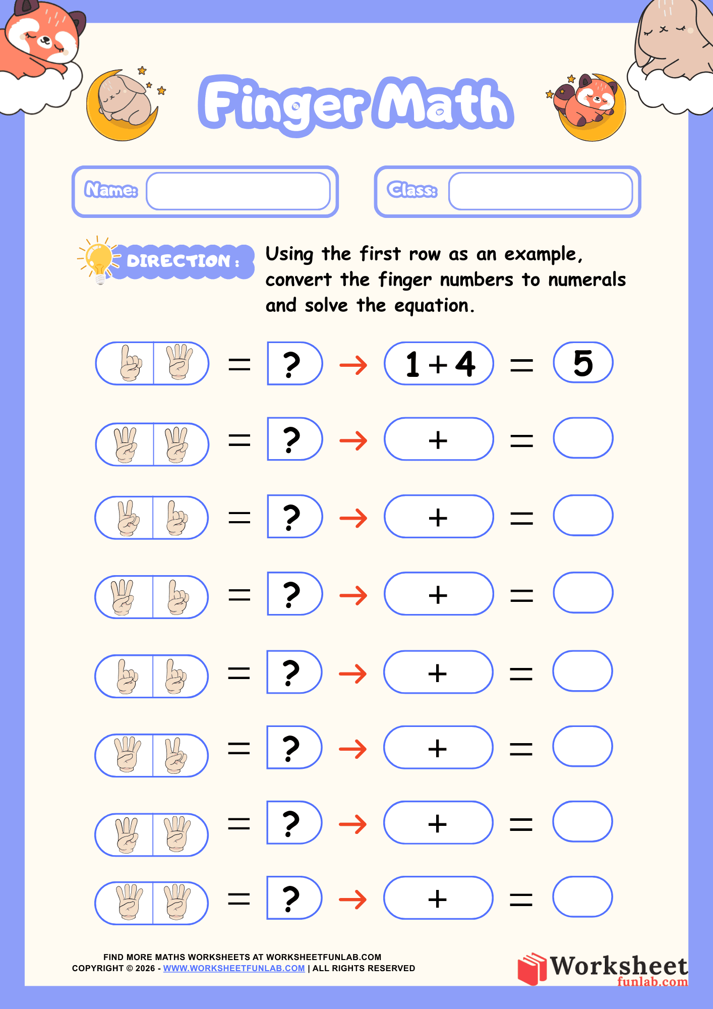 Fun and Engaging Finger Counting Addition Worksheet